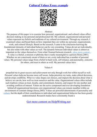 Essay On Values | PDF