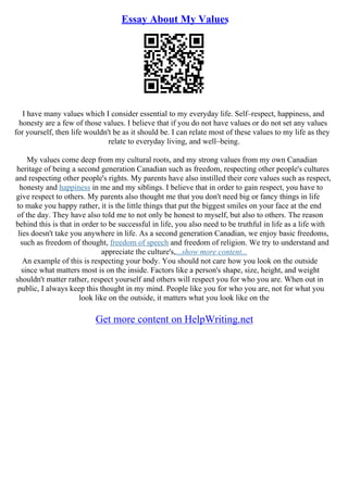 Essay On Values | PDF