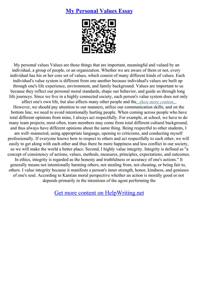 Essay On Values | PDF
