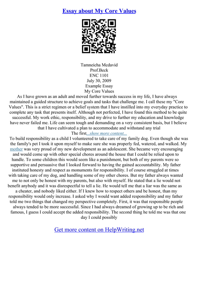 Essay On Values | PDF