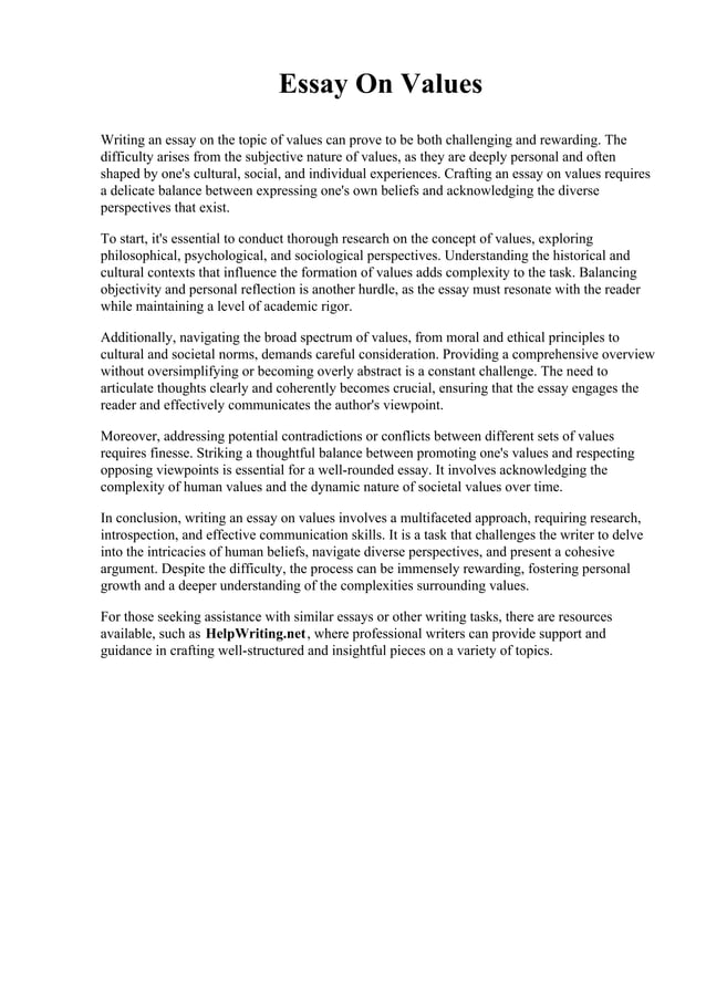 Essay On Values | PDF