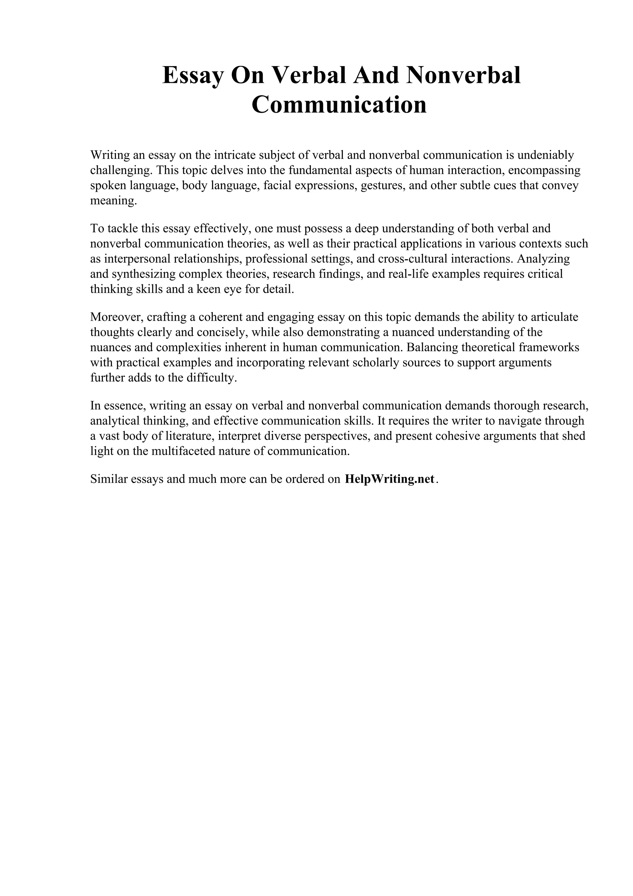 Essay On Verbal And Nonverbal Communication.pdf