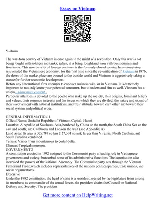Essay On Vietnam War | PDF