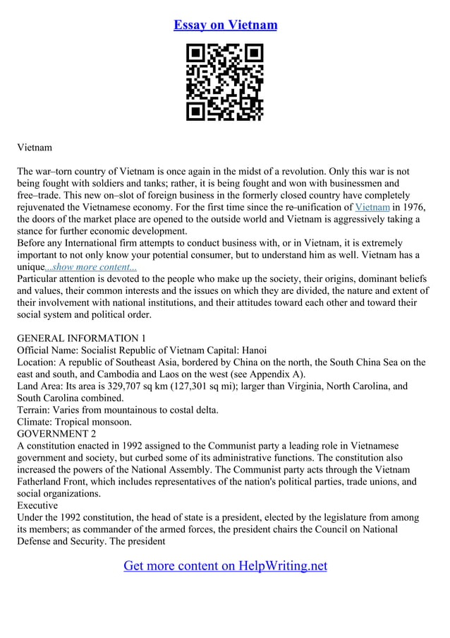 Essay On Vietnam War | PDF