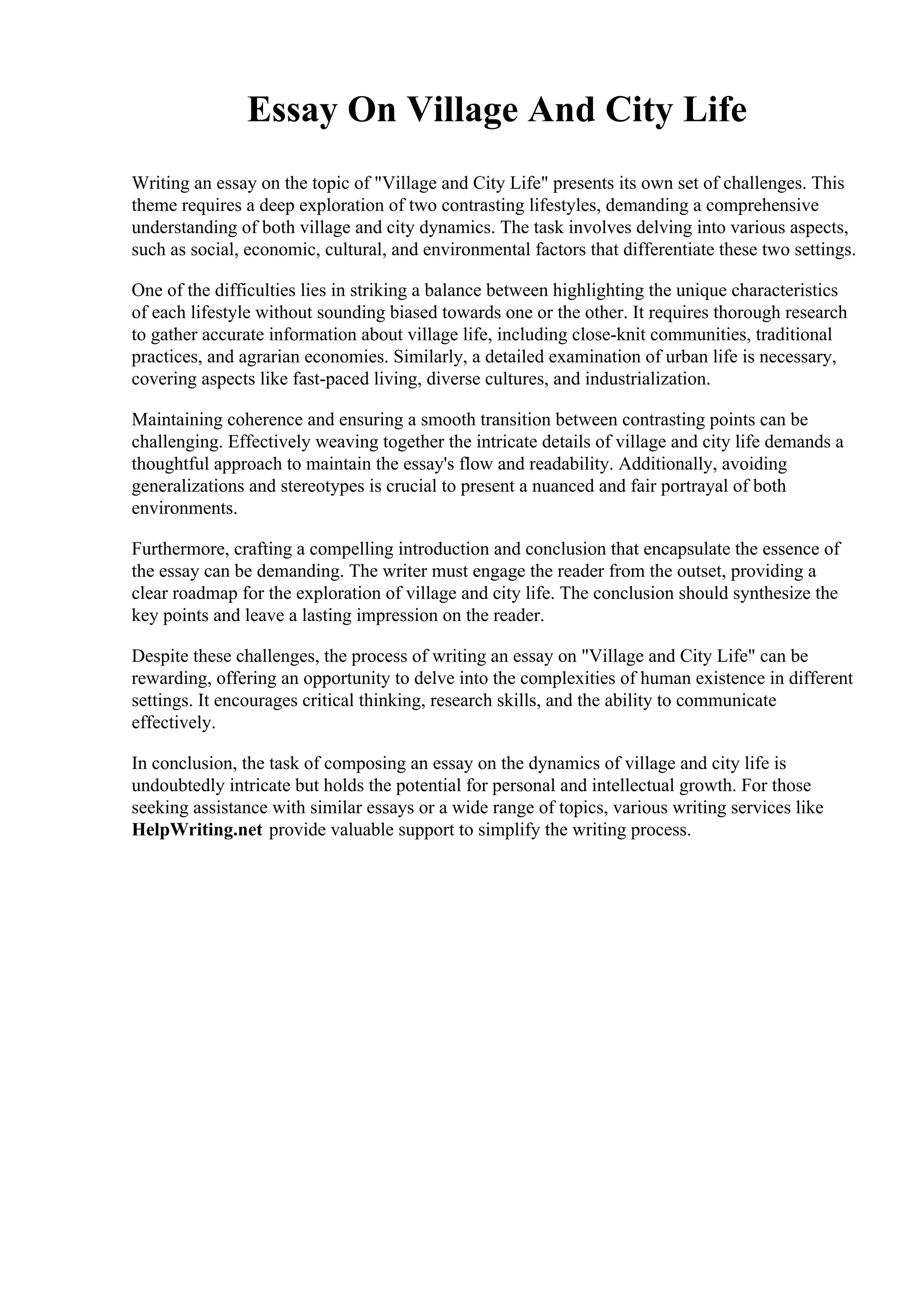 Essay On Village And City Life.pdf