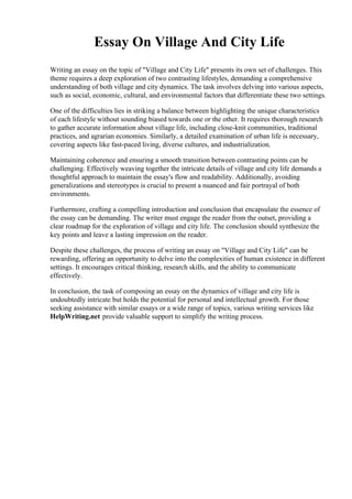 Essay On Village And City Life.pdf