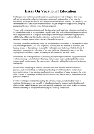 Essay On Vocational Education.pdf | Vocational Training | Careers