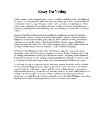 Essay On Voting. Northeastern Junior College | PDF | Civic affairs ...