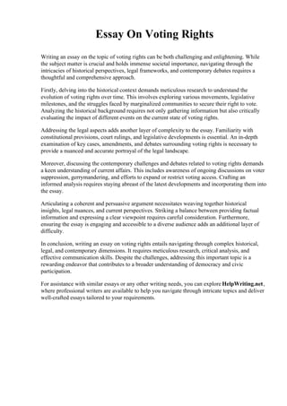 Essay On Voting Rights. Boston Graduate School of Psychoanalysis | PDF
