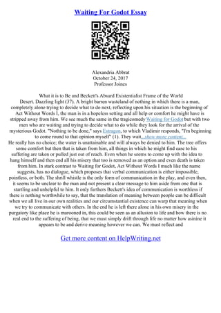 Essay On Waiting For Godot | PDF