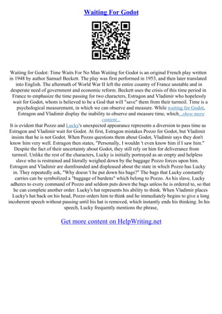 Essay On Waiting For Godot | PDF