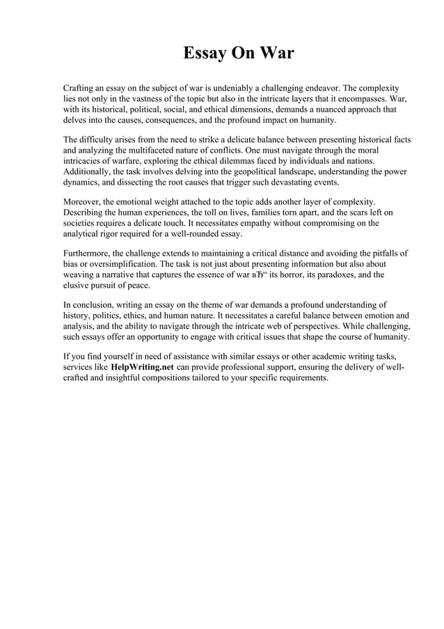 Essay On War.pdf | Death, Injury, or Military Conflict | Sensitive Topics
