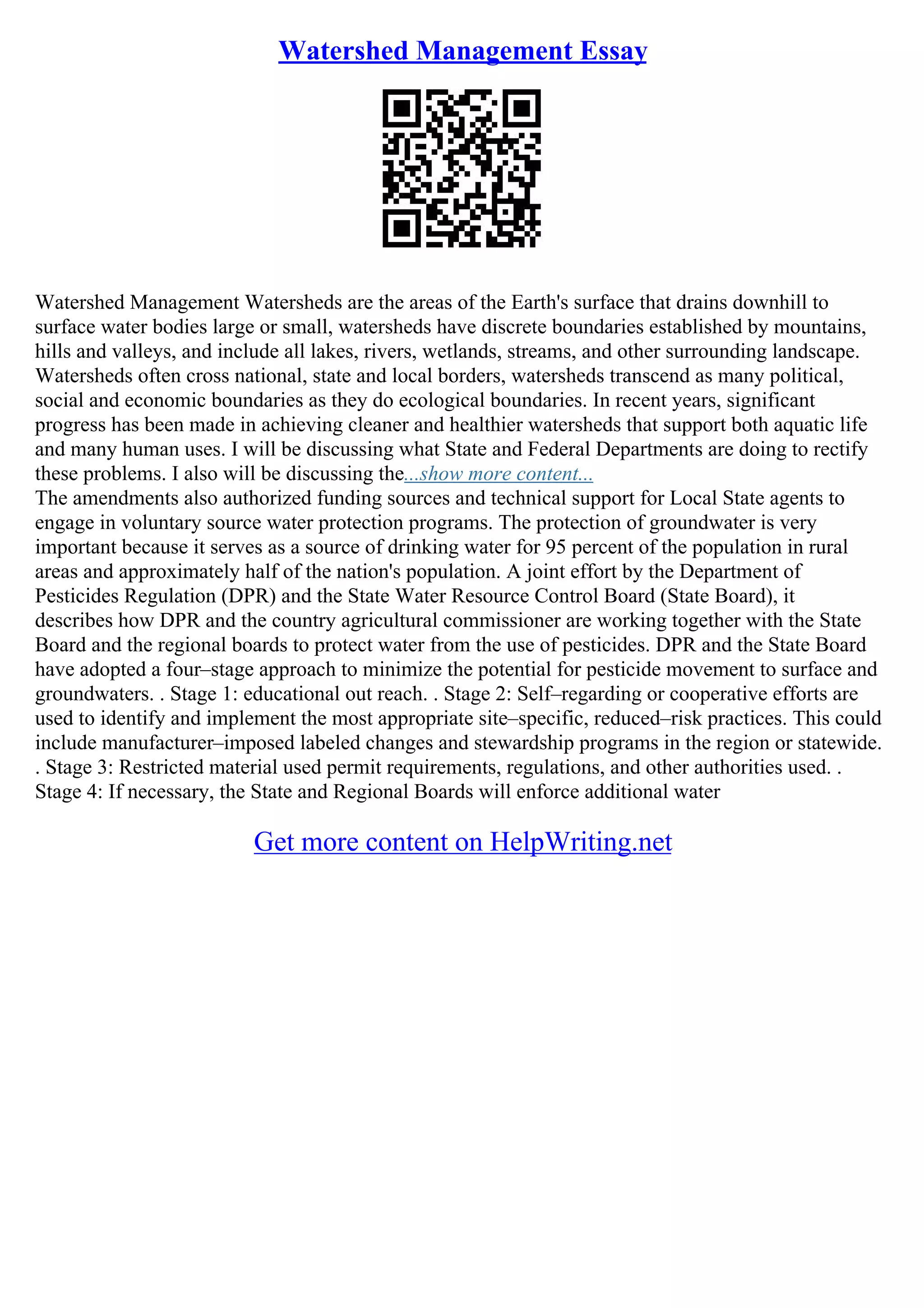 Essay On Water Management | PDF