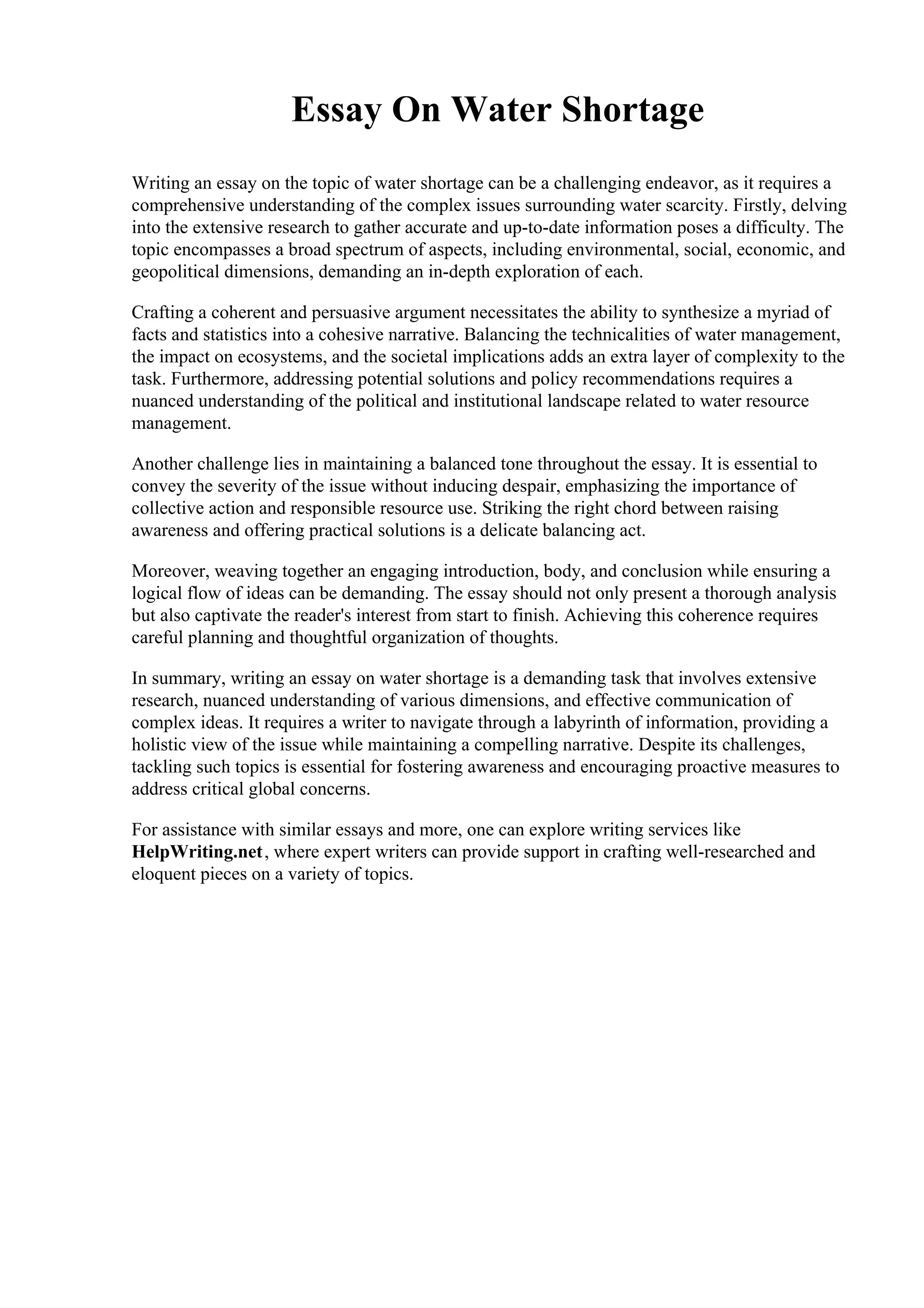 Essay On Water Shortage.pdf