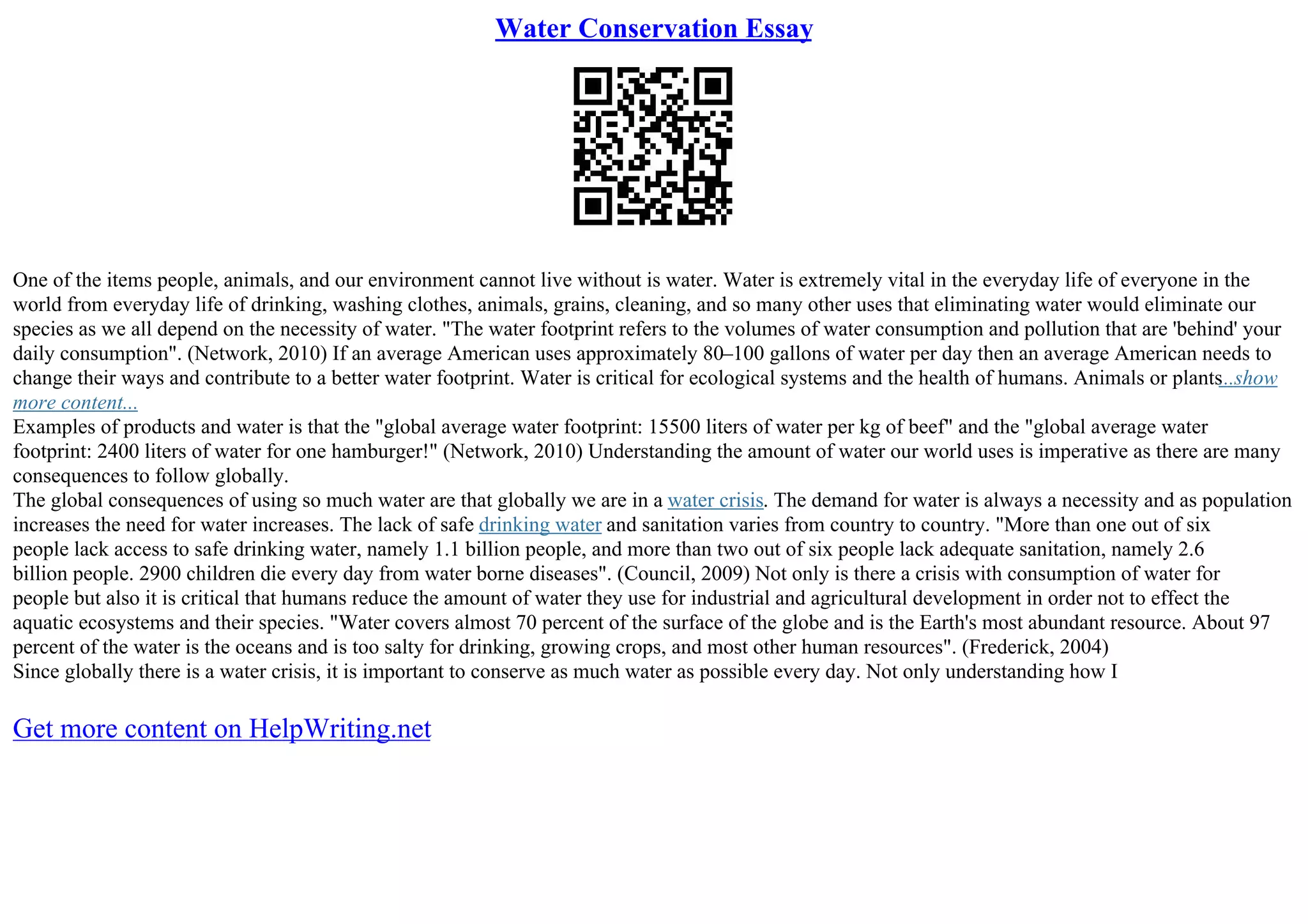 Essay On Water Supply System | PDF