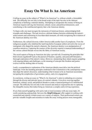 Essay On What Is An American.pdf | Politics