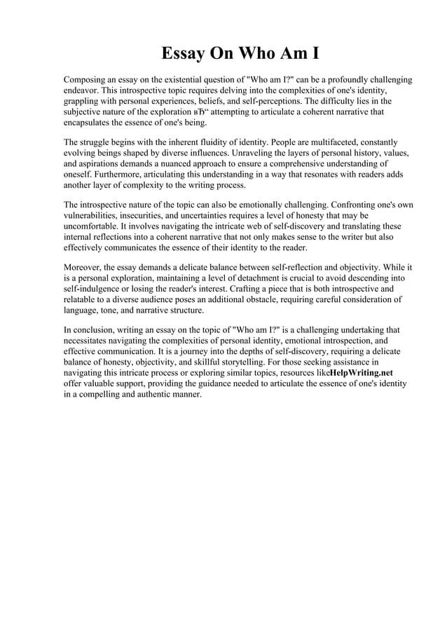 Essay On Who Am I | PDF