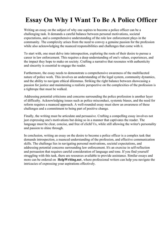 Essay On Why I Want To Be A Police Officer | PDF