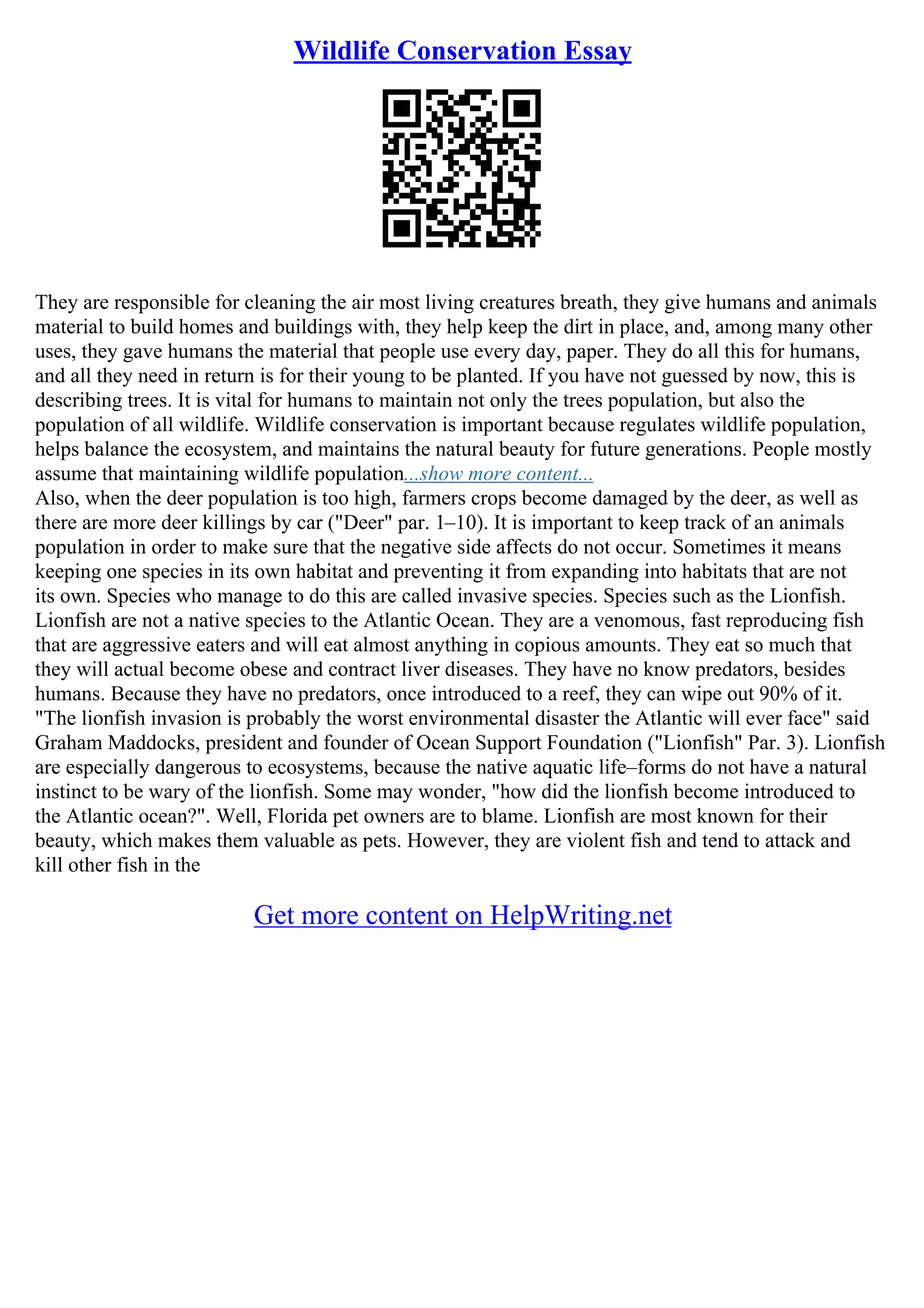 Essay On Wildlife | PDF