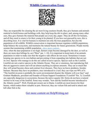 Essay On Wildlife | PDF