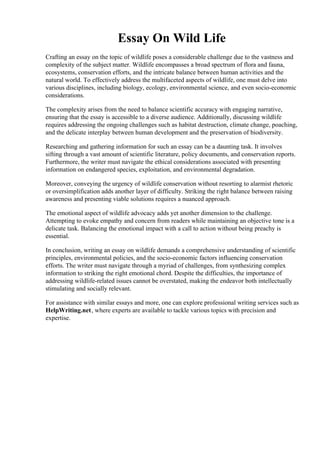 Essay On Wild Life | PDF