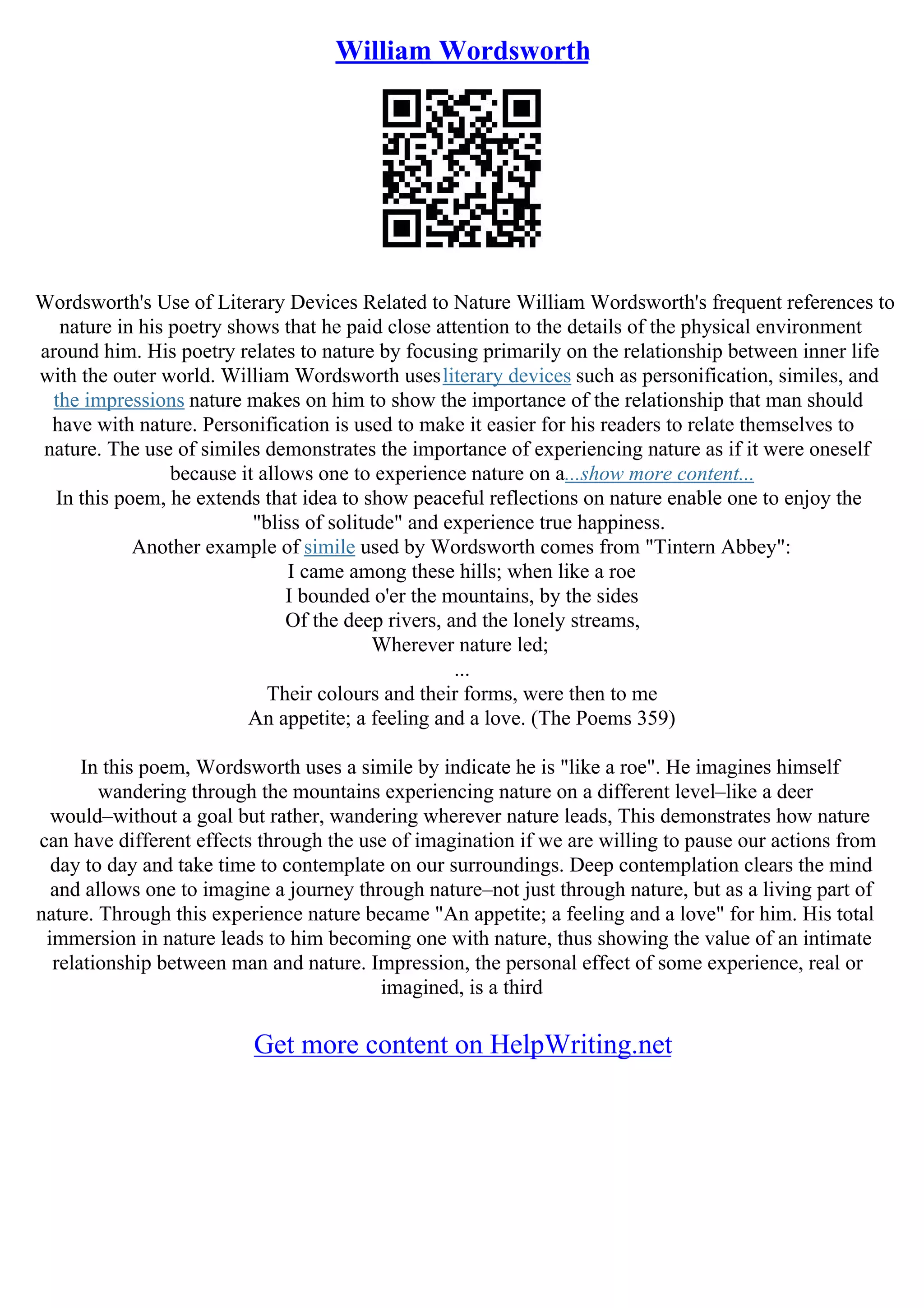 Essay On William Wordsworth | PDF