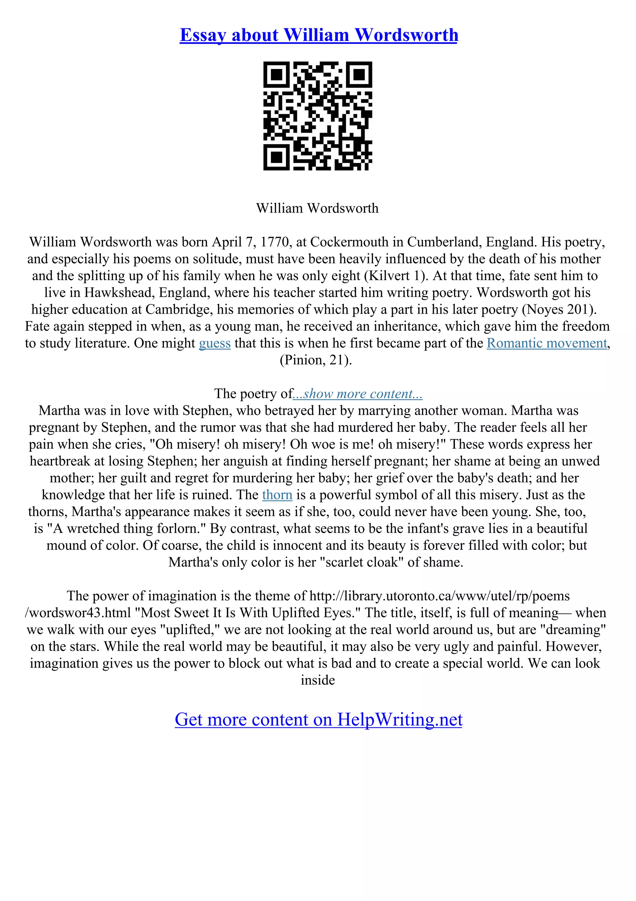 Essay On William Wordsworth | PDF