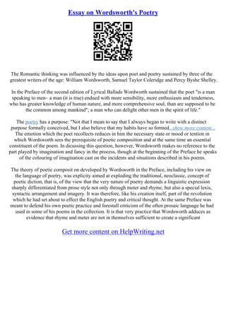 Essay On William Wordsworth | PDF | Celebrity Families | Pop Culture