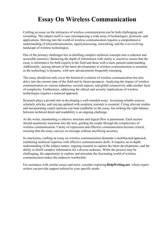 Essay On Wireless Communication. Dallas College | PDF | Computer ...