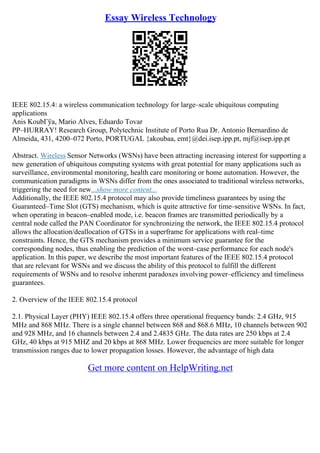 Essay On Wireless Technology | PDF | Internet of Things | Internet