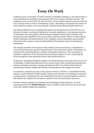 Essay On Work | PDF