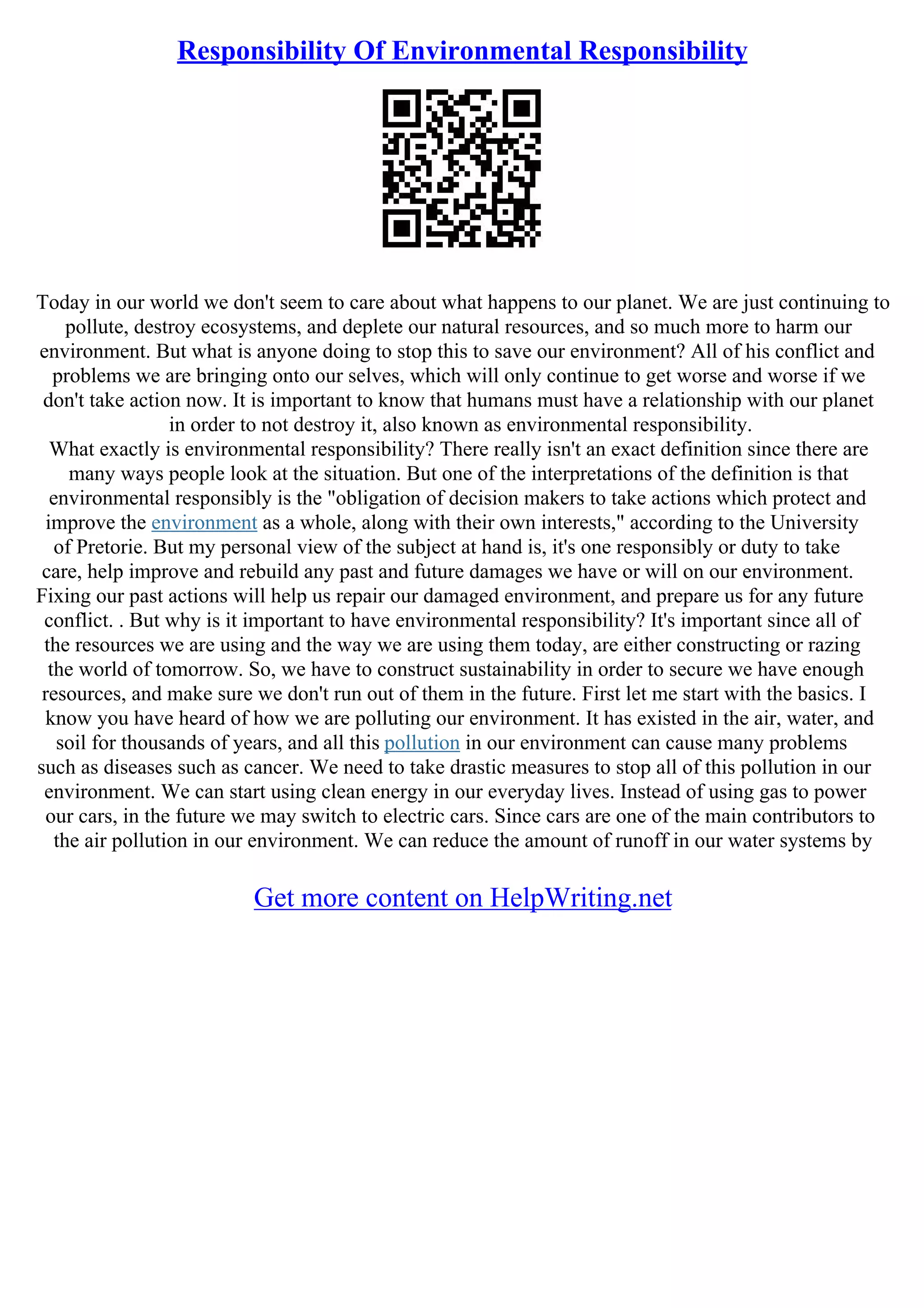 Essay On World Environment Day | PDF