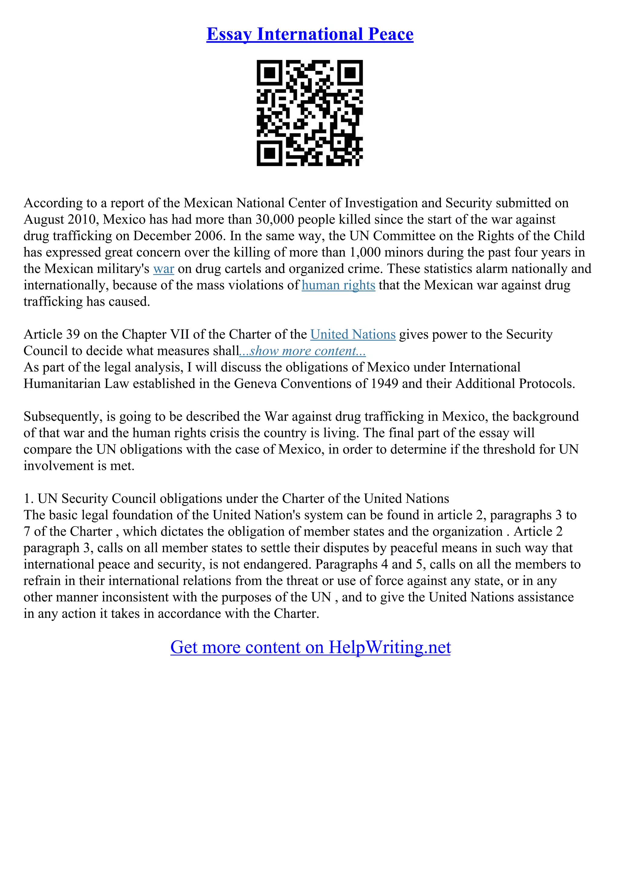 Essay On World Peace | PDF