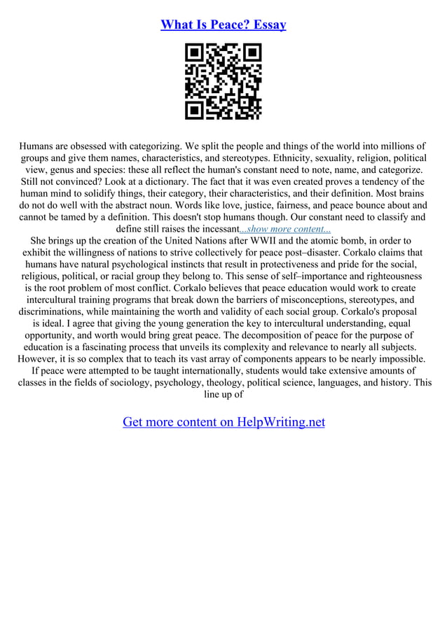 Essay On World Peace | PDF