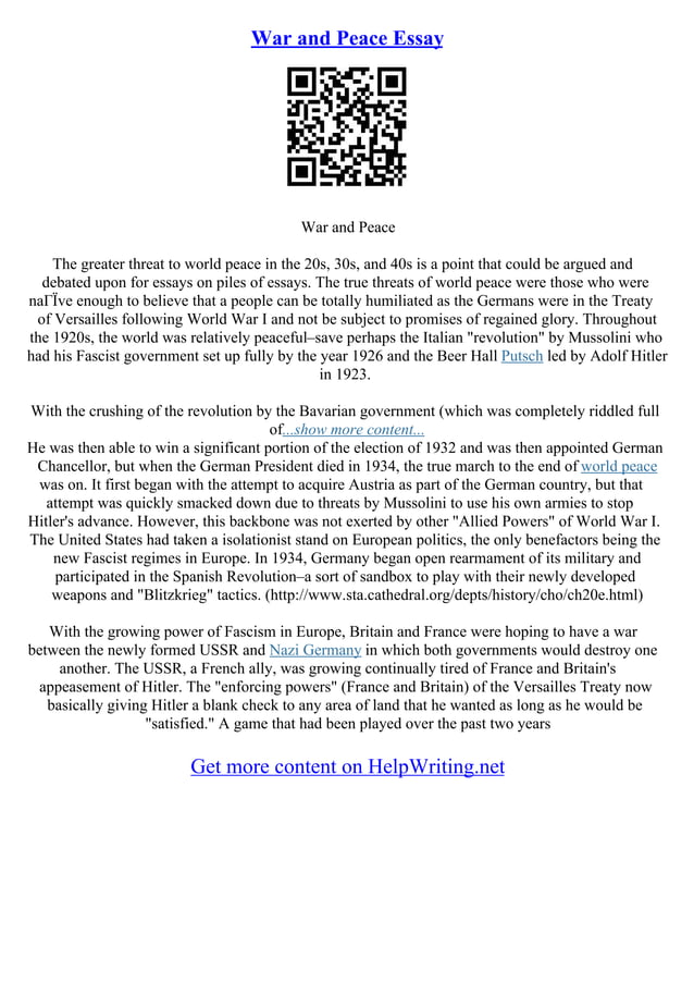 Essay On World Peace | PDF