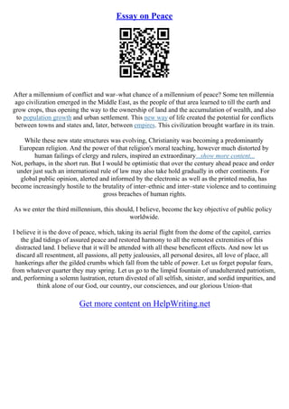 Essay On World Peace | PDF
