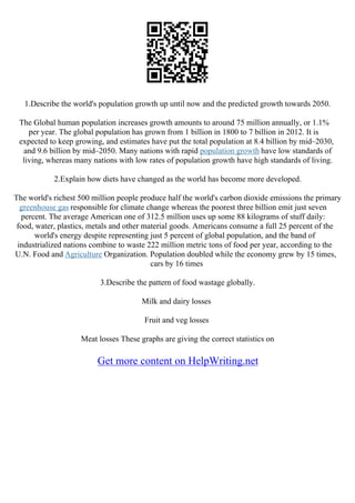 Essay On World Population | PDF | Environment | Science