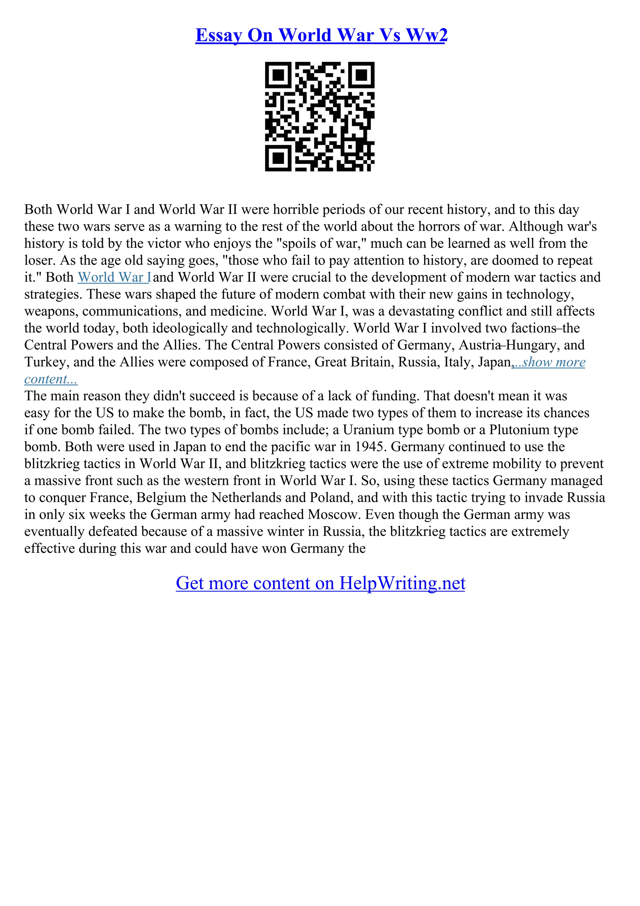 Essay On World War | PDF