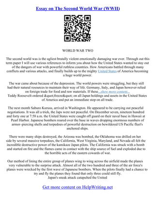 Essay On World War | PDF