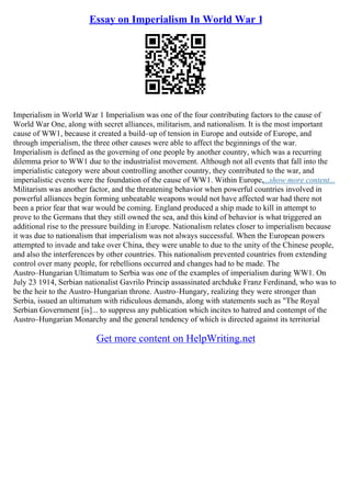Essay On Ww1 | PDF