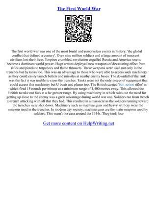 Essay On Ww1 | PDF