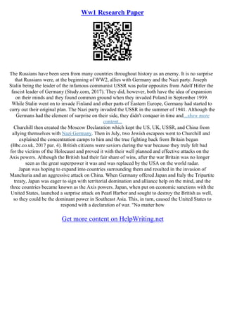 Essay On Ww1 | PDF