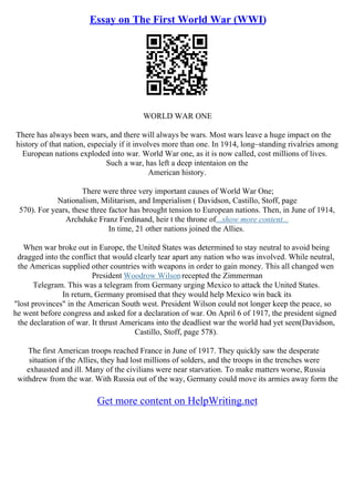 Essay On Ww1 | PDF