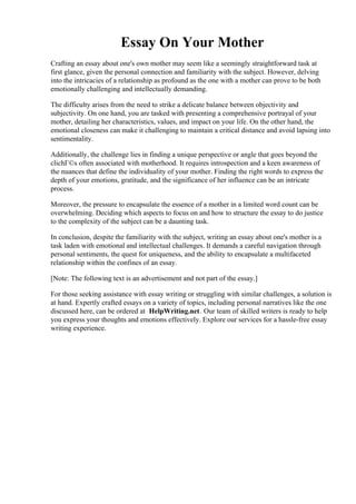 Essay On Your Mother | PDF