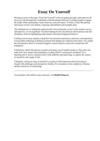 Essay On Yourself. 001 Essay About Myself Introduction Bunch Ideas Of ...