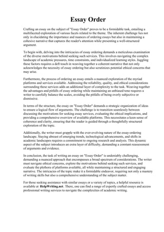 Essay Order | PDF