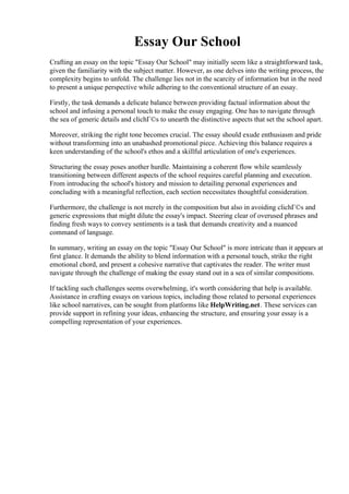 Essay Our School | PDF | Homework and Study | Education