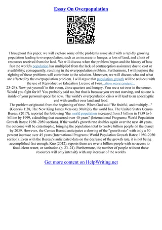 Essay Over Population | PDF