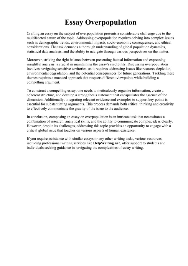 Essay Overpopulation | PDF