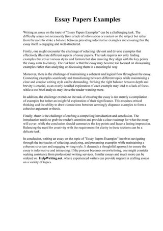 Essay Papers Examples | PDF | Homework and Study | Education